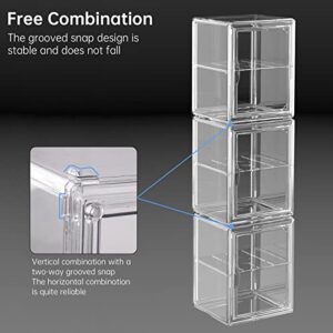 NiHome Clear PET Plastic Purse Handbag Display Case Magnetic Door Storage Organizers for Closet 3-Pack, Anti Dust Stackable Bag Container Boxes for Collectibles Wallets Cosmetics Books Toys (Large)