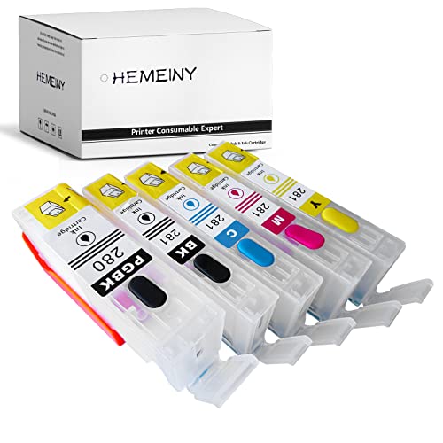 HEMEINY PGI-280XXL CLI-281XXL Empty Refillable Ink Cartridges Compatible with Canon Pixma TR8620 TR8622 TS6220 TR8520 TS9520 TS6120 TR7520 TS9521C TS6320 TS702 Printer