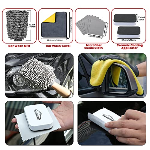 ALL4DETAIL 31Pcs Car Detailing Brush Set, Car Cleaning Kit, Interior Car Detailing Kit(Detailing Brushes,Drill Brush,Tire Brush,Polishing Pads,Wash Mitt,Clay Bar,Scrubbing Sponge,Coating Applicator)