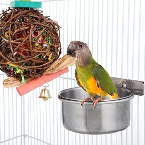 Balacoo Bird Feeding Cup - Bird Cage Water Food Bowl with Bird Chewing Toys Foraging Shredder Toy for Parakeet African Greys Conure Cockatiels Bird Cage Accessories