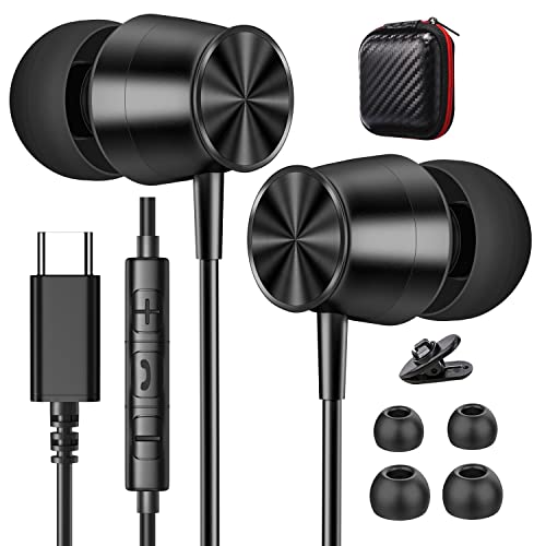 USB C Headphones for Samsung Galaxy S23 S22 Ultra S21 S20 FE A53 5G, in-Ear USB Type C Earbuds with Microphone and Noise Canceling, for Galaxy Z Fold 4/3 Pixel 6a 7 6 Pro iPad 10 OnePlus 10 9 8 7T