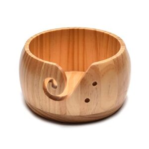 gofidin craft diy arts with handmade holes knitting crochet weaving tool wool holder organizer wooden yarn bowl woolen knitting storage basket(2)