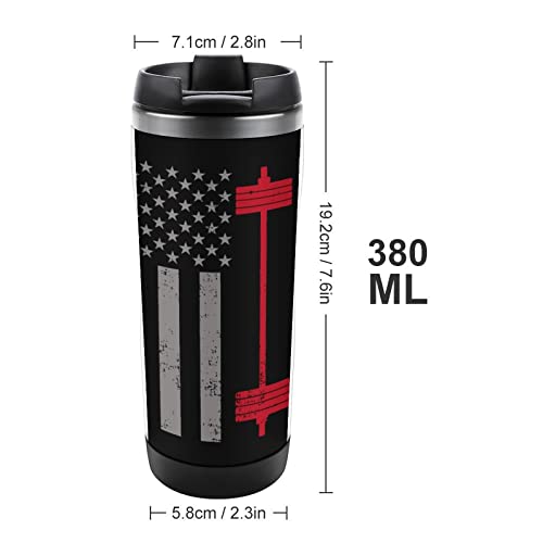 American Power Weight Lifting Travel Coffee Mugs with Lid Insulated Cups Stainless Steel Double Wall Water Bottle