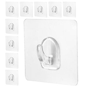 command hooks clear, 10pcs adhesive hooks, clear command hooks, plastic hooks, wall hooks for hanging, drill-free wall hooks, seamless hooks, heavy duty hooks for kitchen bathroom