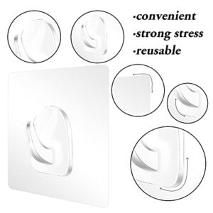 Command Hooks Clear, 10Pcs Adhesive Hooks, Clear Command Hooks, Plastic Hooks, Wall Hooks for Hanging, Drill-Free Wall Hooks, Seamless Hooks, Heavy Duty Hooks for Kitchen Bathroom