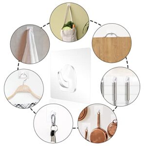 Command Hooks Clear, 10Pcs Adhesive Hooks, Clear Command Hooks, Plastic Hooks, Wall Hooks for Hanging, Drill-Free Wall Hooks, Seamless Hooks, Heavy Duty Hooks for Kitchen Bathroom