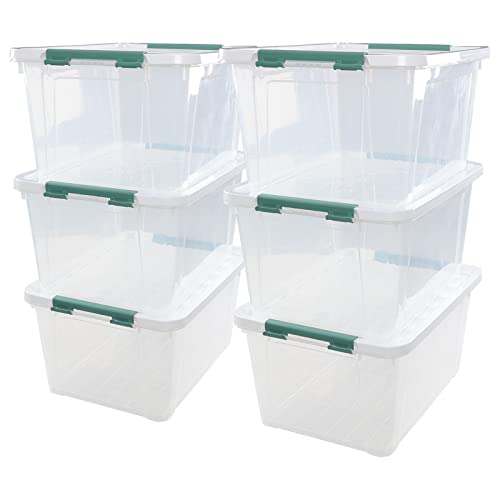 Bblina 6 Packs 35 L Clear Plastic Storage Bins with Lids, Large Storage Tote Boxes