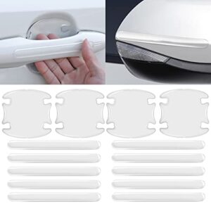 betterjonny 14 pieces car door handle scratch protector, transparent car door handle protector + transparent car door bowl protector waterproof anti-scratch car paint protective films for many car