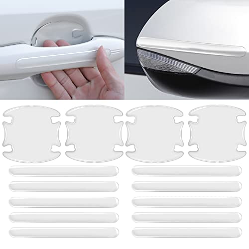 BetterJonny 14 Pieces Car Door Handle Scratch Protector, Transparent Car Door Handle Protector + Transparent Car Door Bowl Protector Waterproof Anti-Scratch Car Paint Protective Films for Many Car