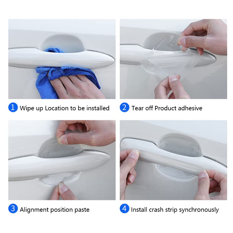 BetterJonny 14 Pieces Car Door Handle Scratch Protector, Transparent Car Door Handle Protector + Transparent Car Door Bowl Protector Waterproof Anti-Scratch Car Paint Protective Films for Many Car