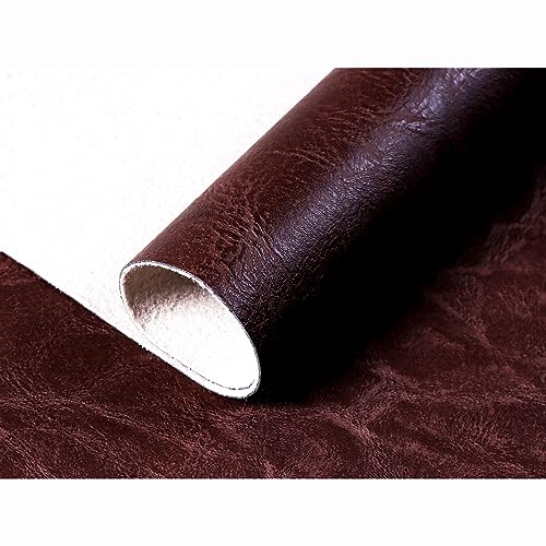 Faux Leather Sheets Rolls Solid Color 12"X53" Large Size,Textured Surface PU Synthetic for Leather Earrings, Hair Bows, Sewing and Different DIY Projects (Deep Brown)