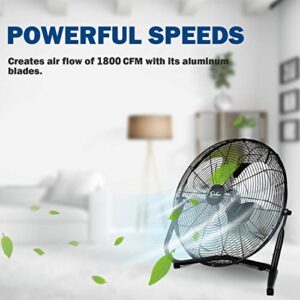 Simple Deluxe 20 Inch Pedestal Standing Fan, High Velocity,Black & 12 Inch 3-Speed High Velocity Heavy Duty Metal Industrial Floor Fans, Black