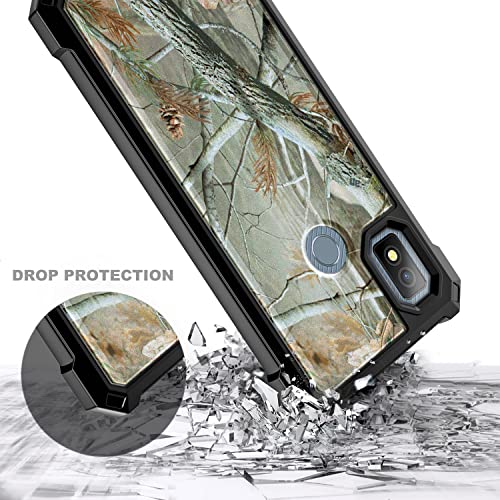 NZND Compatible with Cricket Icon 4 Case with [Built-in Screen Protector], Full-Body Protective Shockproof Rugged Bumper Cover, Impact Resist Durable Phone Case (Camo)