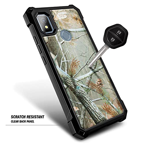 NZND Compatible with Cricket Icon 4 Case with [Built-in Screen Protector], Full-Body Protective Shockproof Rugged Bumper Cover, Impact Resist Durable Phone Case (Camo)