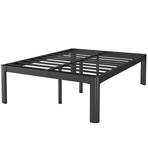 FDLOGW 18 Inch King Bed Frame, Tall Metal Platform King Size Bed Frames with Round-Corner Leg, Heavy Duty Steel Slat Mattress Foundation, Easy Assembly, Noise-Free, No Box Spring Needed