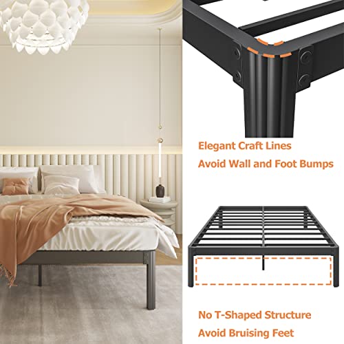 FDLOGW 18 Inch King Bed Frame, Tall Metal Platform King Size Bed Frames with Round-Corner Leg, Heavy Duty Steel Slat Mattress Foundation, Easy Assembly, Noise-Free, No Box Spring Needed