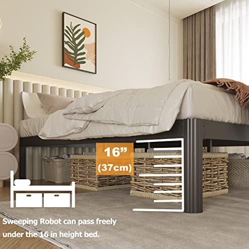 FDLOGW 18 Inch King Bed Frame, Tall Metal Platform King Size Bed Frames with Round-Corner Leg, Heavy Duty Steel Slat Mattress Foundation, Easy Assembly, Noise-Free, No Box Spring Needed