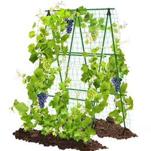 4feet wx6feet h garden trellis for cucumber climbing plants outdoor,sturdy metal plant support tower garden vegetable fruit vine cucumber trellis, a frame trellis