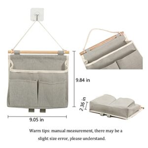 SMALIGOLA 2Pcs Wall Hanging Storage Caddy Bag,Over Door Hanging Storage Bags Wall Mount Hangable Organizer，File Magazine Waterproof Linen Cotton Fabric Living Room Bedroom Bathroom (White)