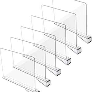 Milian Designs Acrylic Shelf Dividers Clear Shelf Separators for Closets, Cabinets, Bedroom, Kitchen, Office 6 pcs Organizer to Organize Clothes Closet Shelves, Wardrobe Storage