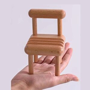 pletmin cute mini chair phone holder with 3 angles adjustable phone holder for different occasions, card display wooden stand for desk, assembly required, compatible with cards and smartphones(1 pack)