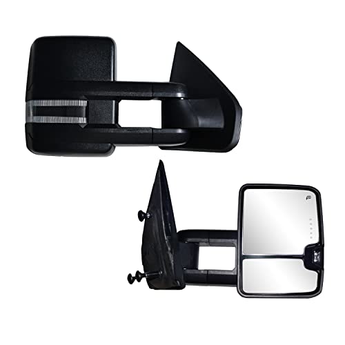 AERDM Towing Mirrors Compatible with Ford F150 2004 2005 2006 2007 2008 2009 2010 2011 2012 2013 14 Power Heated with LED Signal and Puddle Light Tow Mirrors Pair set Pickup Truck Tow Mirrors Pair set