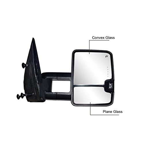 AERDM Towing Mirrors Compatible with Ford F150 2004 2005 2006 2007 2008 2009 2010 2011 2012 2013 14 Power Heated with LED Signal and Puddle Light Tow Mirrors Pair set Pickup Truck Tow Mirrors Pair set