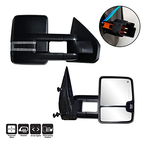 AERDM Towing Mirrors Compatible with Ford F150 2004 2005 2006 2007 2008 2009 2010 2011 2012 2013 14 Power Heated with LED Signal and Puddle Light Tow Mirrors Pair set Pickup Truck Tow Mirrors Pair set