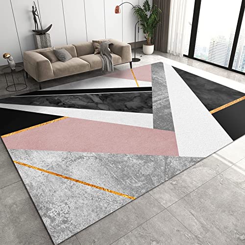 Grey White Pink Black Marble Kids Rugs, Light Luxury Abstract Thick Soft Plush Area Rugs, Breathable Durable Carpet, Machine Washable Mat for Hardwood Floors Decor 5' x 7'