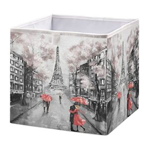 kigai paris eiffel tower storage baskets, 16x11x7 in collapsible fabric storage bins organizer rectangular storage box for shelves, closets, laundry, nursery, home decor