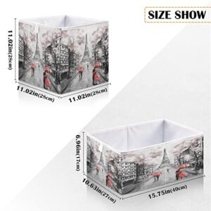 Kigai Paris Eiffel Tower Storage Baskets, 16x11x7 in Collapsible Fabric Storage Bins Organizer Rectangular Storage Box for Shelves, Closets, Laundry, Nursery, Home Decor