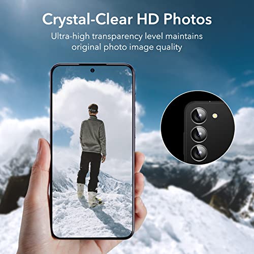 ESR for Samsung Galaxy S23/S23 Plus (2023) Camera Lens Protectors, Individual Lens Protectors, Scratch-Resistant Ultra-Thin Tempered Glass with Aluminum Edging, Galaxy S23 Case Friendly, 1 Set, Black