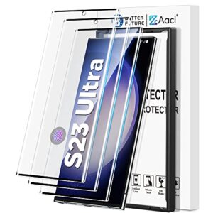 aacl 3d curved tempered glass for samsung galaxy s23 ultra screen protector, 9h glass for s23 ultra 5g, scratch proof, easy installation frame, bubble free, case friendly [3 pack]