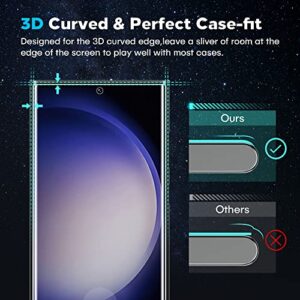 AACL 3D Curved Tempered Glass for Samsung Galaxy S23 Ultra Screen Protector, 9H Glass for S23 Ultra 5G, Scratch Proof, Easy Installation Frame, Bubble Free, Case Friendly [3 Pack]