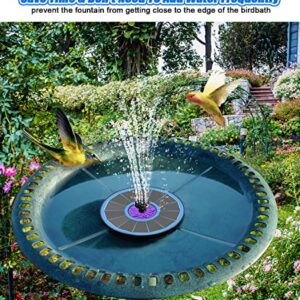 SZMP 3.5W Solar Powered Bird Bath Fountains with Flower 2023 Upgraded Glass Panel, 7 Nozzle & 4 Fixer, Solar Water Fountain Pump for Garden, Pond, Pool (Blue)