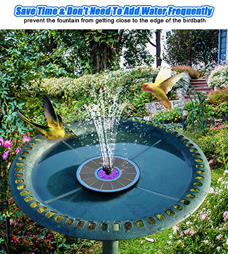 SZMP 3.5W Solar Powered Bird Bath Fountains with Flower 2023 Upgraded Glass Panel, 7 Nozzle & 4 Fixer, Solar Water Fountain Pump for Garden, Pond, Pool (Blue)