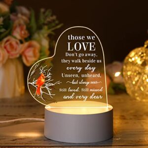 memorial gifts night light sympathy bereavement gifts don't go away in memory of loss of loved one acrylic clear heart condolence gifts with light remembrance gifts for loss of mother father