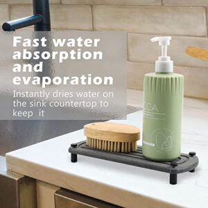 Modern Home Sink Caddy Dries Instantly | Diatomaceous Earth Drying Rack | Bathroom Sink Organizer | Kitchen Sink Organizer | Rapid Drying Stone Sink Caddy | Soap Holder, Prevents Moisture Buildup