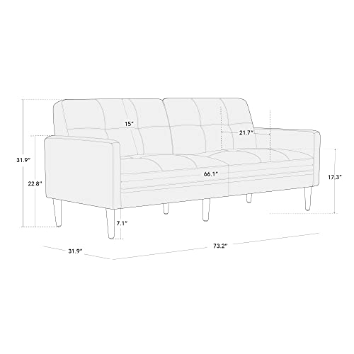 CHITA Mid-Century Sofas Furniture 73.2''W Fabric Sofa Couch Sets for Living Room Apartment, Grey (Multi-Colored)