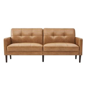 CHITA Mid-Century Sofas Furniture 73.2''W Faux Leather Sofa Couch Sets for Living Room Apartment, Cognac Brown