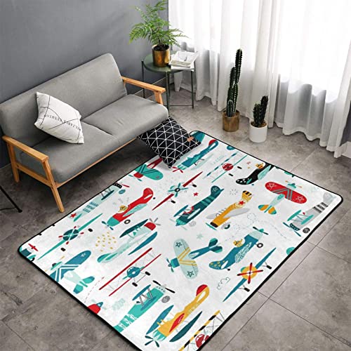 Soft Area Rug Non Slip Washable for Indoor,Airplanes Boys,Large Floor Carpets Doormat Covering Living Room Bedroom 5 x 7Ft