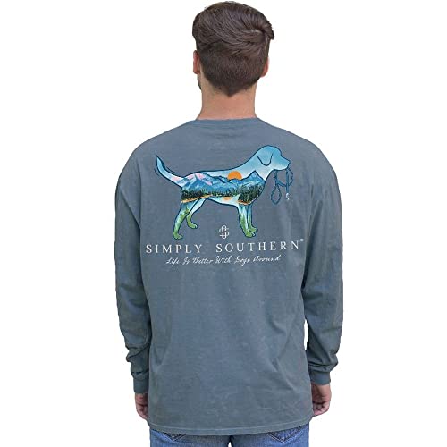 Simply Southern Life is Better with Dogs Long Sleeve Dog T Shirt Bluestone