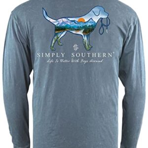 Simply Southern Life is Better with Dogs Long Sleeve Dog T Shirt Bluestone