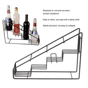 Jeanoko Wine Bottle Holders, 4 Compartments Stainless Steel Syrup Bottle Holder Stable Coffee Spice Rack Shelf Countertop Free Stand Storage Rack for Kitchen