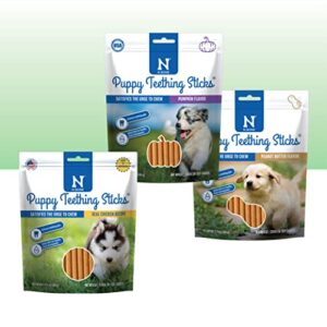 n-bone puppy teething sticks variety pack, chicken & pumpkin & peanut butter flavor, total 3 bags, 11.22-oz