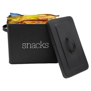 auldhome black enamel snack bin; modern farmhouse style snack container, ideal for single serving snacks