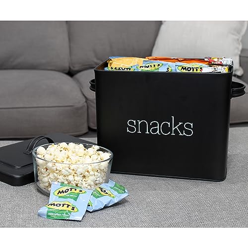 AuldHome Black Enamel Snack Bin; Modern Farmhouse Style Snack Container, Ideal for Single Serving Snacks