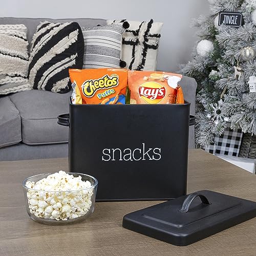 AuldHome Black Enamel Snack Bin; Modern Farmhouse Style Snack Container, Ideal for Single Serving Snacks