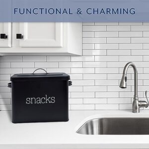 AuldHome Black Enamel Snack Bin; Modern Farmhouse Style Snack Container, Ideal for Single Serving Snacks