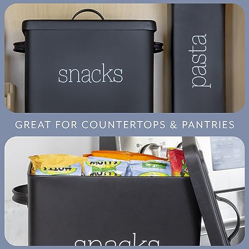 AuldHome Black Enamel Snack Bin; Modern Farmhouse Style Snack Container, Ideal for Single Serving Snacks